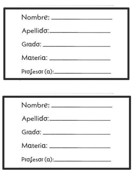 Plantilla Editable De Etiquetas Para Cuadernos Listas Para Editar E