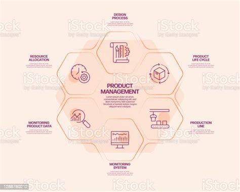 제품 관리 관련 프로세스 인포그래픽 템플릿 프로세스 타임라인 차트 아이콘이 있는 워크플로 레이아웃 개념에 대한 스톡 벡터 아트