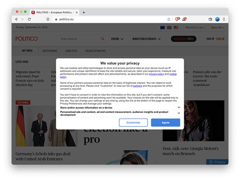 プライバシーを害する迷惑なcookie同意バナーをブロックする Brave
