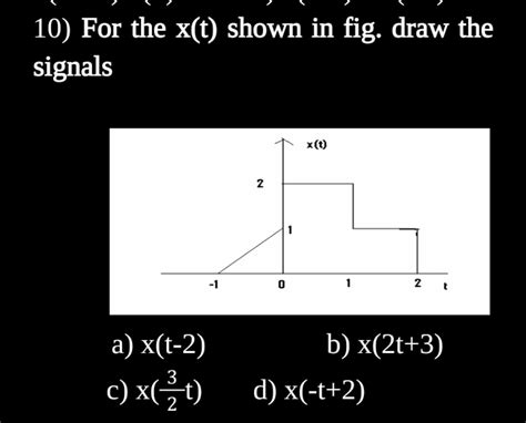 10 For The X T Shown In Fig Draw The Signalsa X T−2 B X 2t 3 C X