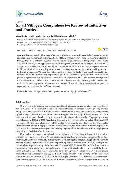 Pdf Smart Villages Comprehensive Review Of Initiatives And Practices