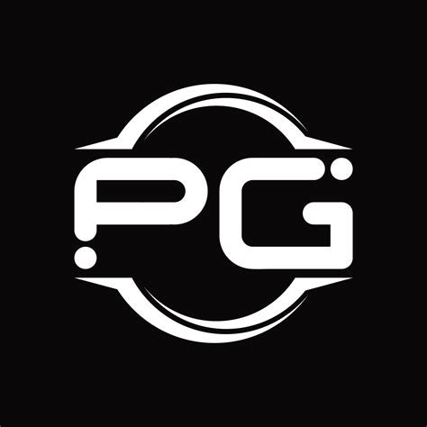 Pg Logo Monogram With Circle Rounded Slice Shape Design Template