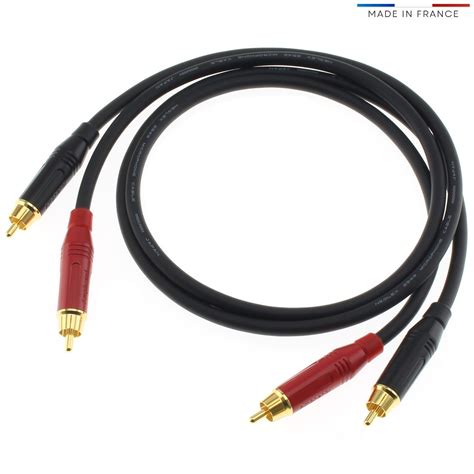 Audiophonics Wire Interconnect Cable Stereo Rca Ofc Copper Gold Plated