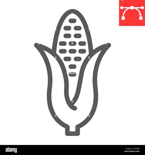 Corn Line Icon Thanksgiving And Sweetcorn Maize Sign Vector Graphics Editable Stroke Linear