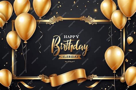 Premium Photo Elegant Golden Balloon Happy Birthday Celebration Card