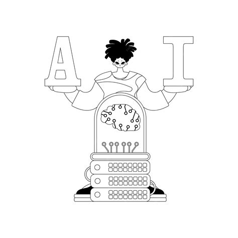 Premium Vector Ai Man And Server Ai Concept Vector Straight Look