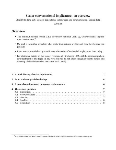 Pdf Scalar Conversational Implicature An Overview Dokumentips