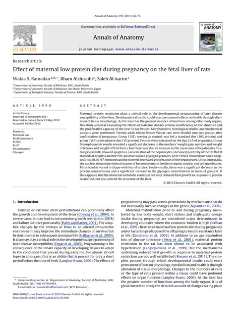 Pdf Full Text Of Effect Of Maternal Low Protein Diet During