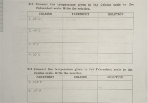 Solved B1 Coavert The Temperature Given In The Celsius Scale To The