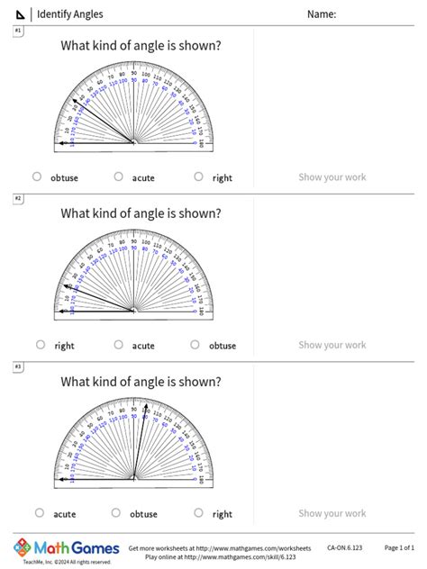 6 123 Identify Angles Pdf Elementary Geometry Triangle Geometry