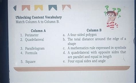 Unlocking Content Vocabulary Match Column A StudyX