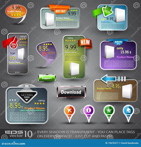 Set Of Various Design Elements For Web Stock Vector Illustration Of
