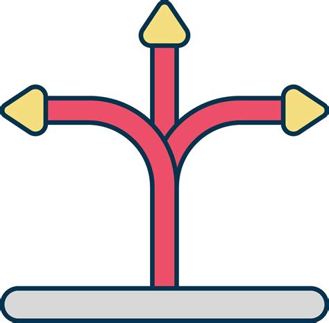Three Way Arrow Red And Yellow Icon 25096629 Vector Art At Vecteezy