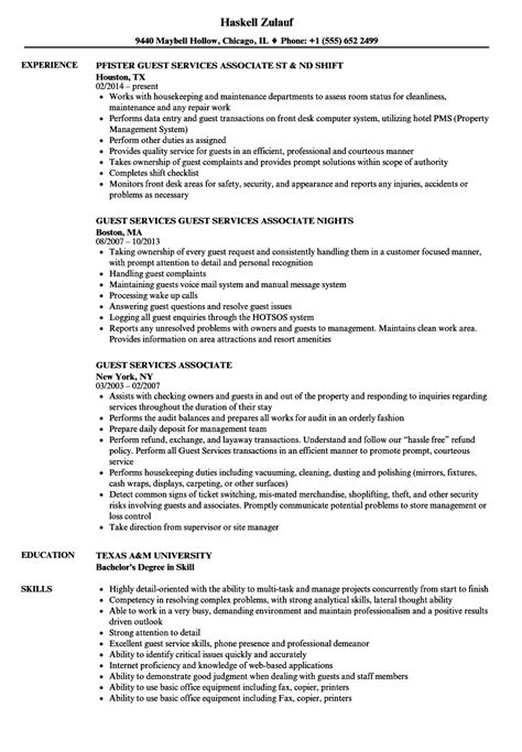 Guest Services Associate Resume Samples Velvet Jobs