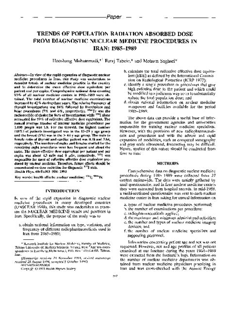 Pdf Trends Of Population Radiation Absorbed Dose From Diagnostic