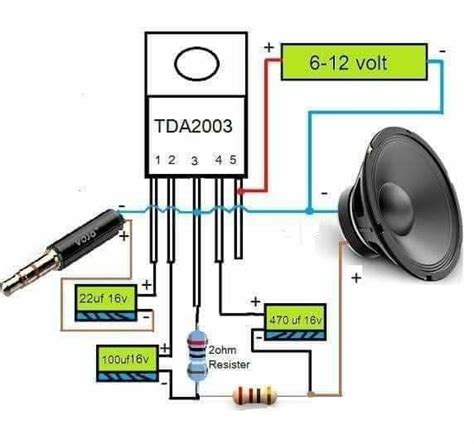 TDA 2003 Audio Amplifier DIY Circuit Diagram