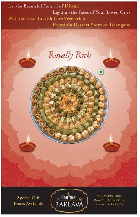 Gourmet Baklava Royally Rich Premium Desert Store Of Telangana Ad