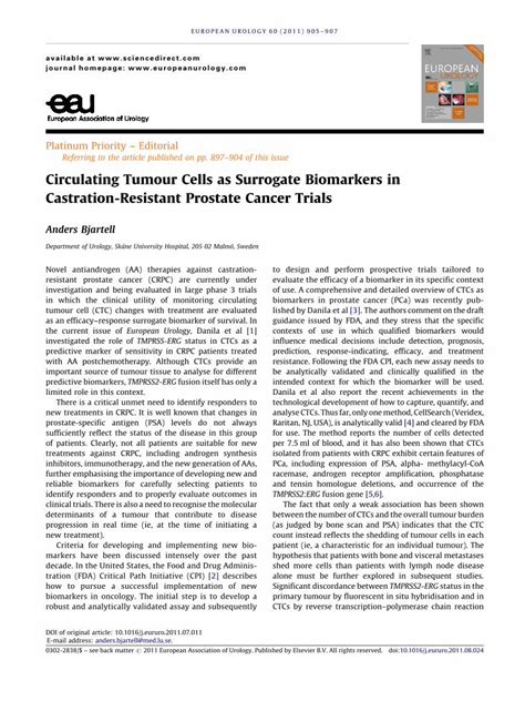 Pdf Circulating Tumour Cells As Surrogate Biomarkers In Castration Resistant Prostate Cancer