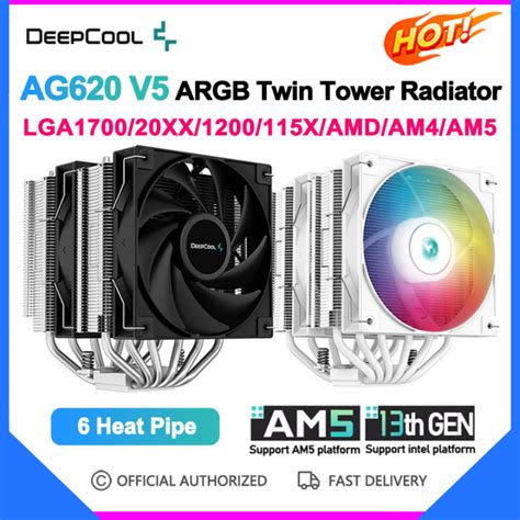 Deepcool Ag620 V5 Argb 6ความร้อนท่อ Dual Tower Cpu เครื่องทำความเย็น