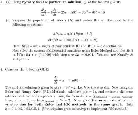 Solved A Using Sympy Find The Particular Solution Yp Of Chegg