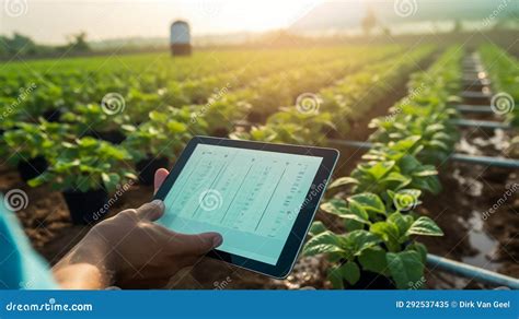 Stockphoto Automated Irrigation System Using Iot Showing Tablet With Reduced Water Use
