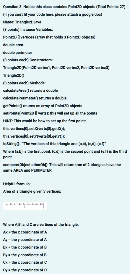 Solved Question 3 Notice This Class Contains Point2d