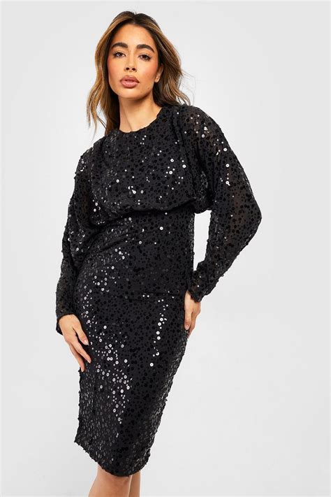Sequin Batwing Midi Dress Boohoo Usa