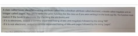 Solved A Class Called Book Identifies A String Attribute