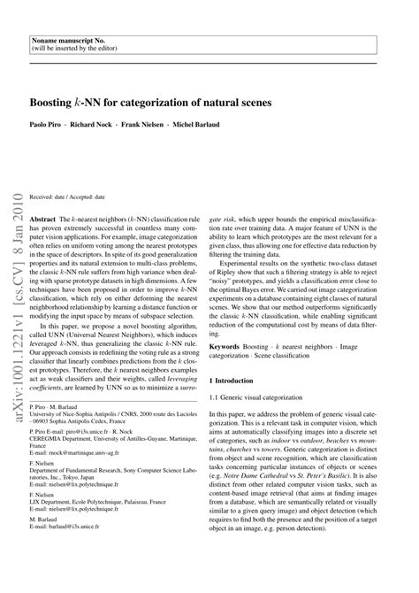 Pdf Boosting K Nn For Categorization Of Natural Scenes