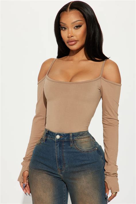 Dani Off Shoulder Bodysuit Taupe Fashion Nova Bodysuits Fashion Nova