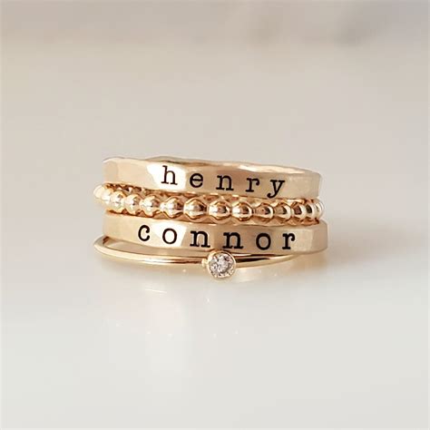 Stacking Name Rings Stackable Name Rings Custom Name Rings