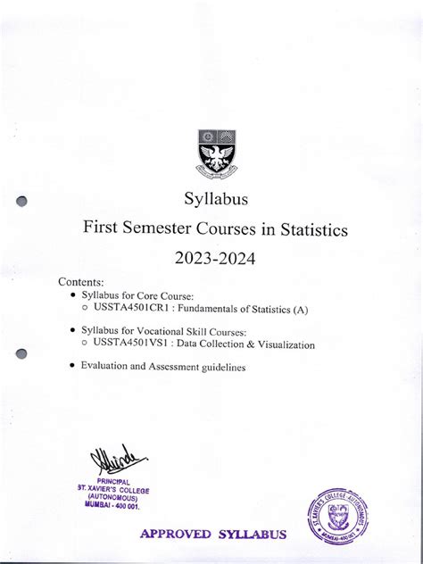 Statistics Syllabus Pdf