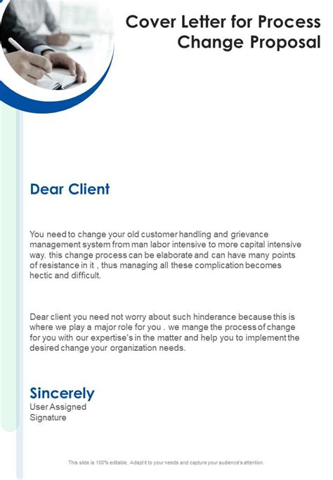 Business Transformation Cover Letter For Process Change Proposal One