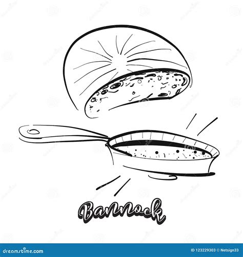 Bosquejo Dibujado Mano Del Pan Del Bannock Ilustración Del Vector