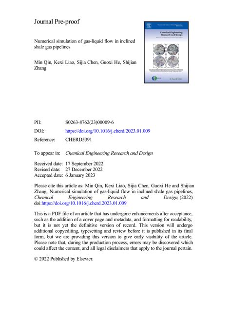 Pdf Numerical Simulation Of Gas Liquid Flow In Inclined Shale Gas Pipelines