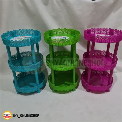 Jual Rak Dapur Serbaguna 3 Susun Bulat Plastik Orchid Clio 9032