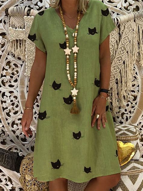 V Neck Short Sleeve Summer Dresses Clothing Anniecloth Sundress 1