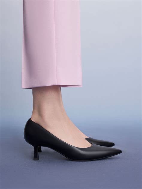 Black Pointed Kitten Heel Pumps Charles And Keith Mx