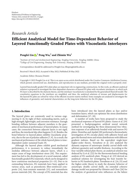 Pdf Efficient Analytical Model For Time Dependent Behavior Of Layered Functionally Graded