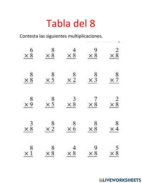 Tabla Del 8 Free Interactive Worksheets 1744749