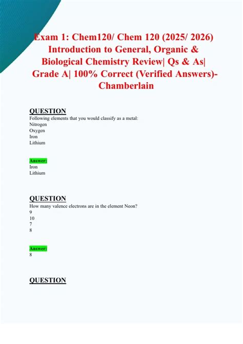 Exam 1 Chem120 Chem 120 2025 2026 Update Introduction To General Organic And Biological