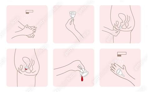 Instruction How To Use Menstrual Cup During Period Collage With Illustrations Female