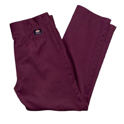 Dickies Mens Burgundy And Red Trousers Depop