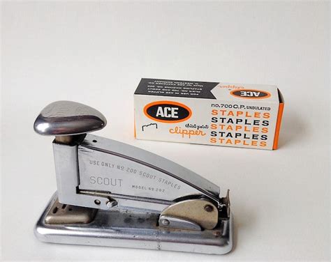 Vintage Scout 202 Office Stapler Desk Stapler With 1 Box Of Staples Etsy
