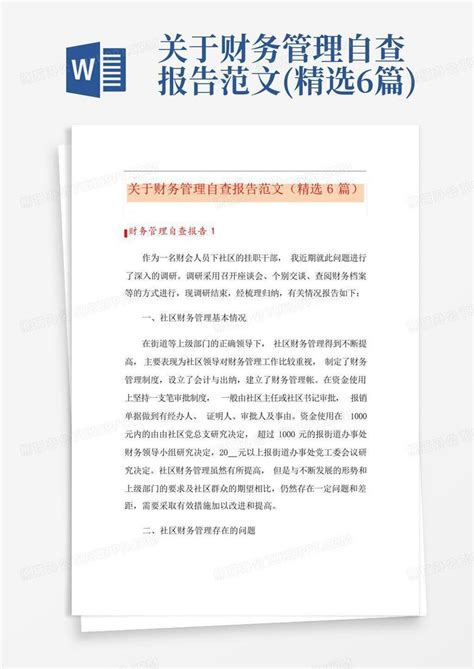 关于财务管理自查报告范文精选6篇word模板下载编号lgmmezjj熊猫办公