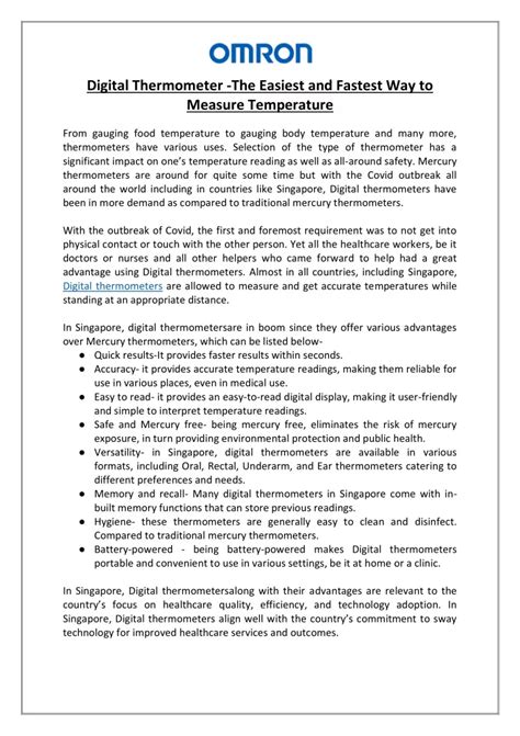 Ppt Digital Thermometer The Easiest And Fastest Way To Measure