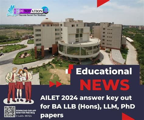 Ailet 2024 Answer Key Out For Ba Llb Hons Llm Phd Papers Edunovations