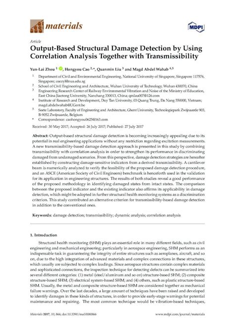 PDF Output Based Structural Damage Detection By Using Output Based Structural Damage