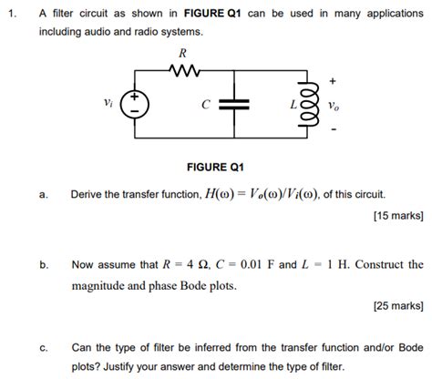 Solved A Filter Circuit As Shown In FIGURE Q Can Be Used Chegg Com