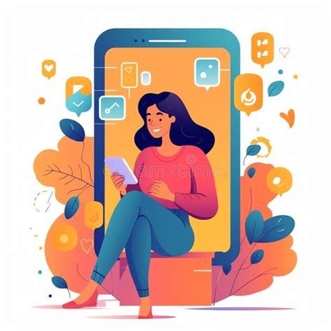 Generative Ai Woman Texting With A Stock Illustration Illustration Of Character Phone 279352157